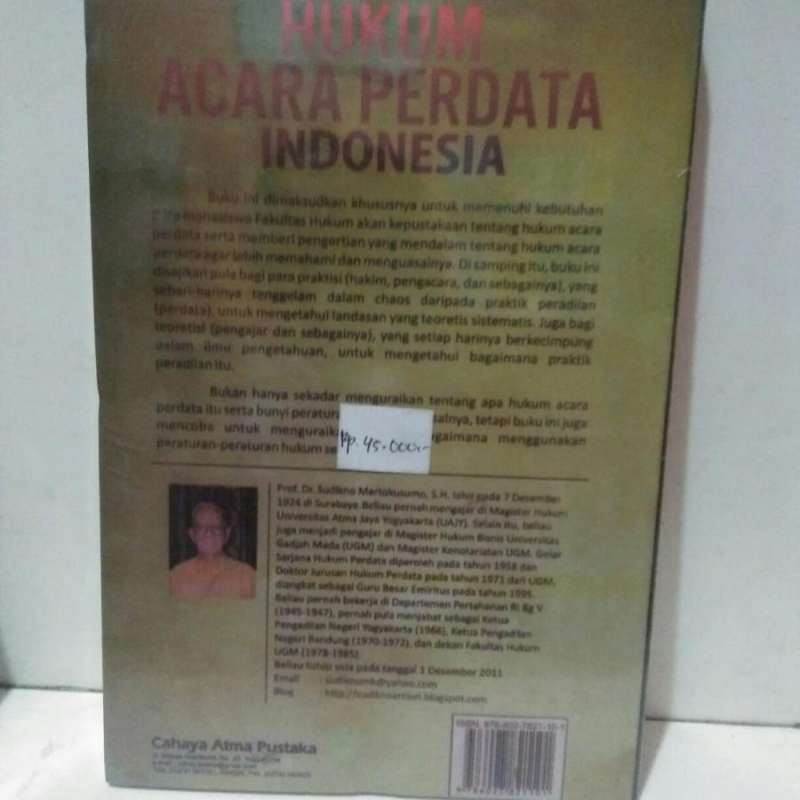 Jual Hukum Acara Perdata Indonesia Edisi Revisi By Sudikno Mertokusumo Di Seller Toko Buku Abc ...