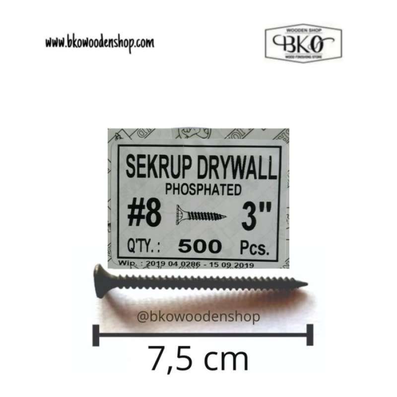 Promo skrup drywall 8*3 lion skrup gypsum dan kayu 7, 1/2cm 500pcs ...