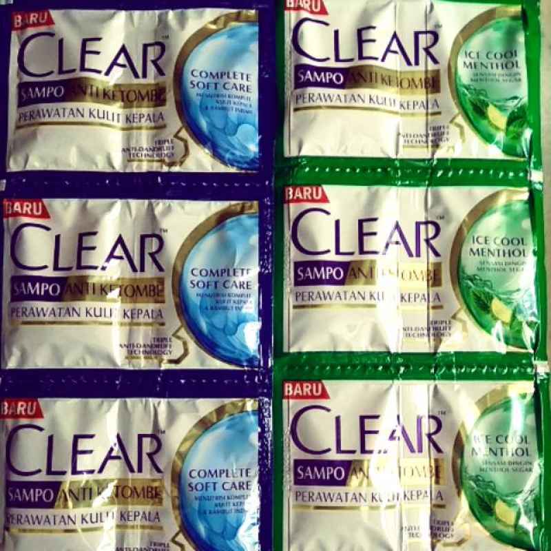 Jual Clear Shampo Sachet 1 Renceng Isi 12 Pcs Biru Hijau Menthol Soft ...