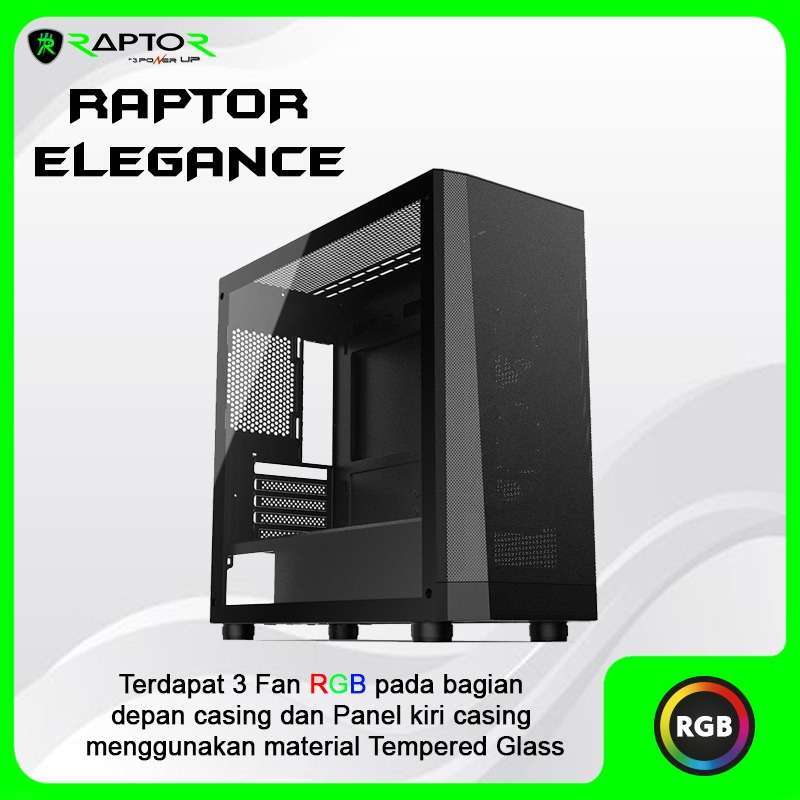 Promo Casing Gaming Raptor Elegance - Include 3 Fan Rgb Rover - White ...