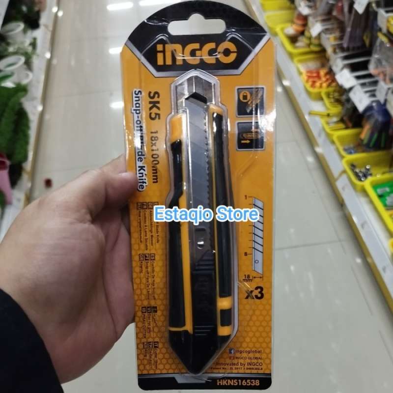 Promo Ingco Hkns16538 Pisau Cutter 18mm Snap Off Blade Knife Diskon 23