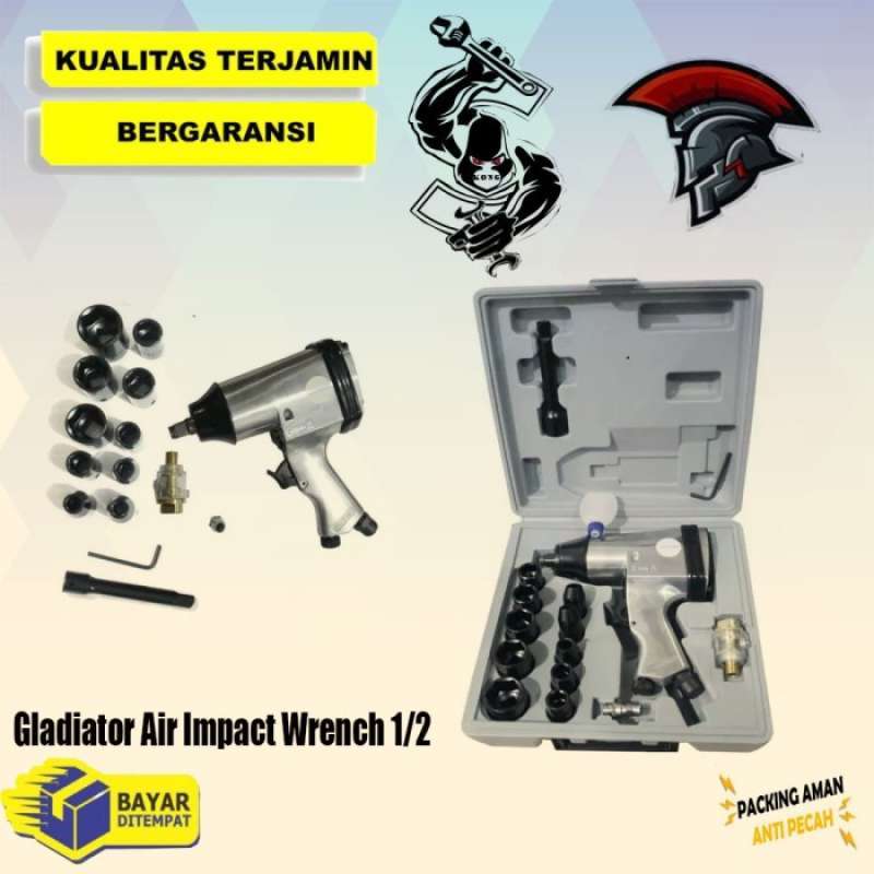 Promo Gladiator Air Impact Wrench Kitt 1/2 Inch Impek Angin Kompressor ...