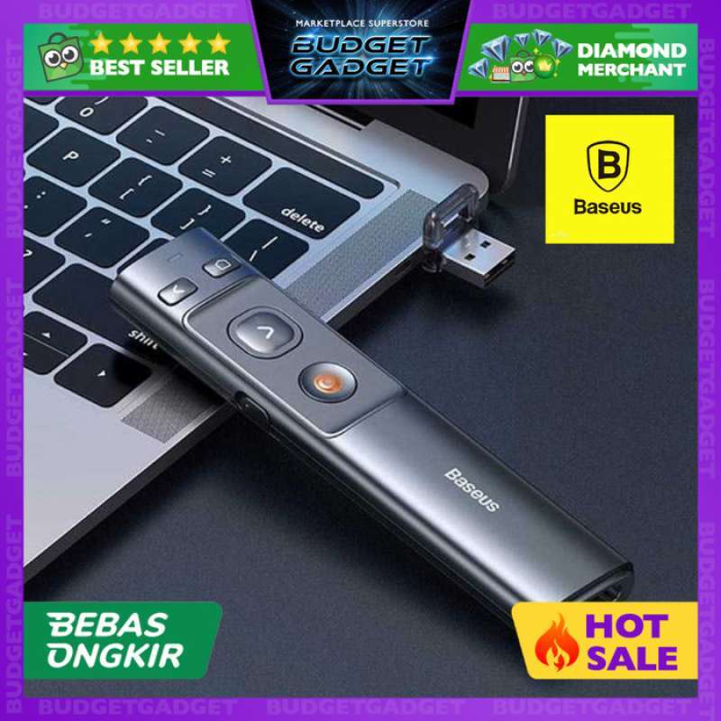 Promo Baseus Orange Dot Wireless Laser Presenter Red Pointer 2.4GHz ACFYB-0G Diskon 23% di ...