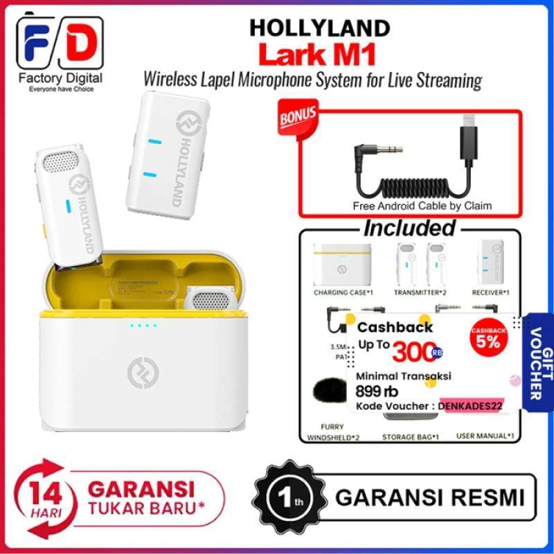 Jual Hollyland Lark M1 Duo All-In-One Wireless Microphone Ivory White ...