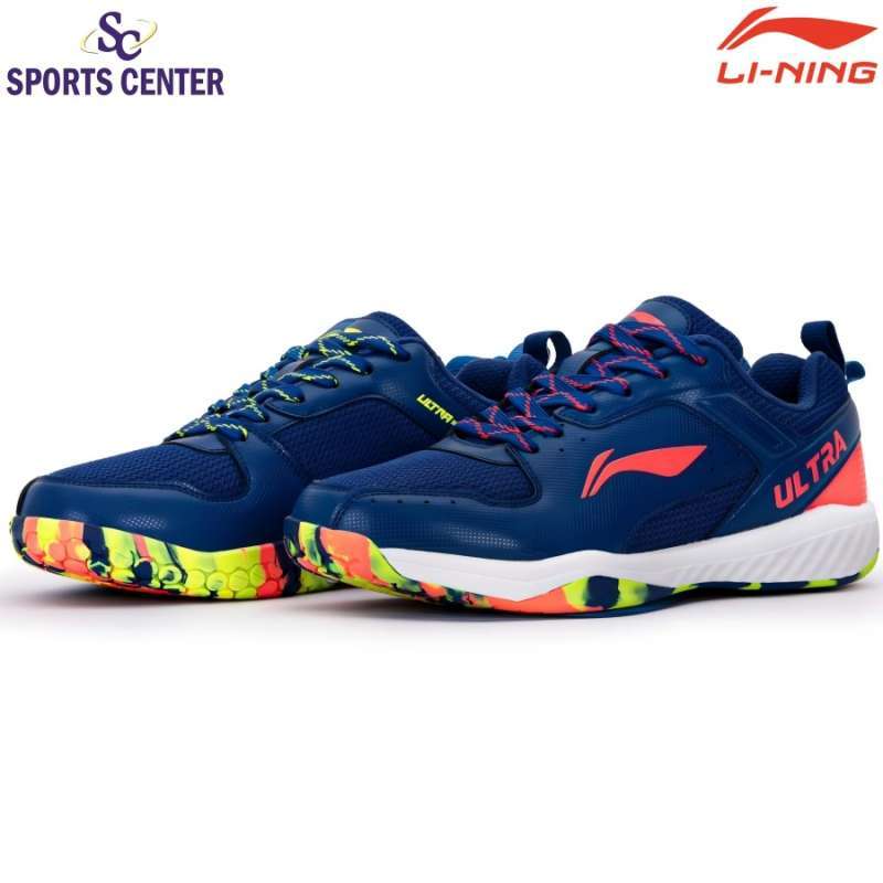 Jual New Sepatu Badminton Lining Ultra Speed AYTT043 Navy / Orange ...