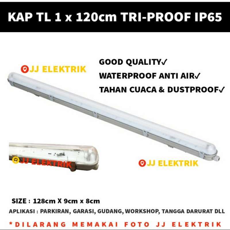 Promo Kap Rumah Lampu TL LED T8 1x36 120cm Waterproof Anti Air IP65 ...