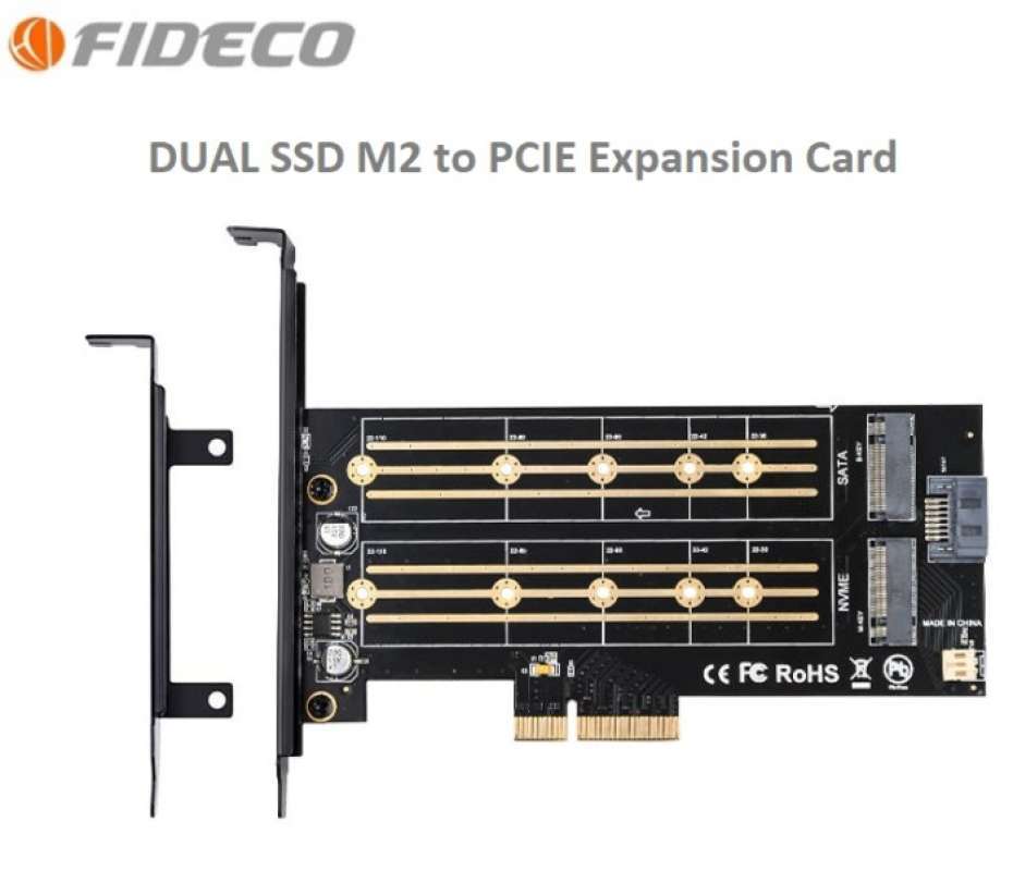Promo SSD M2 NVME SATA to Dual PCIE FIDECO Adapter Expansion Card PCIE ...