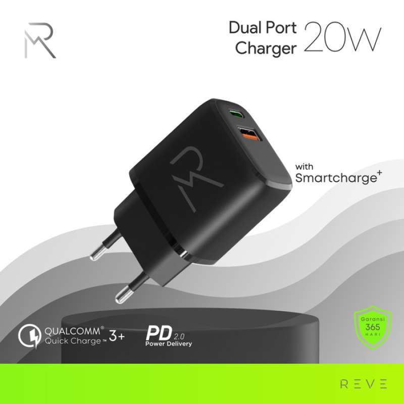 Promo Reve 20W Dual Port Fast Charger, Adapter Fast Charging Usb & Type ...