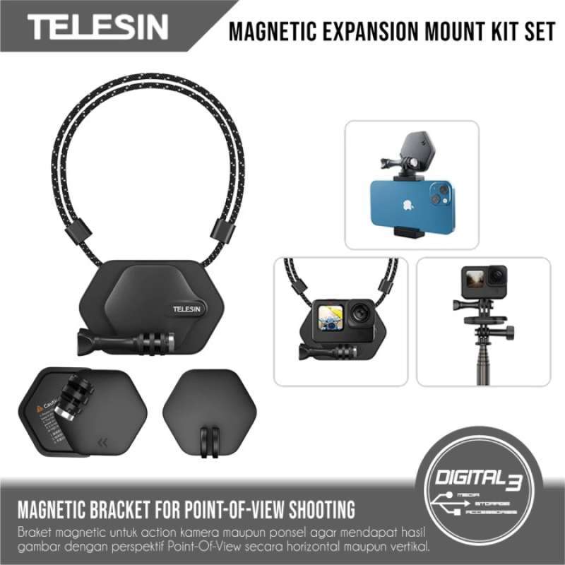 Jual Telesin Bracket Magnetic Expansion Set Mount Neck Gopro Insta360 ...