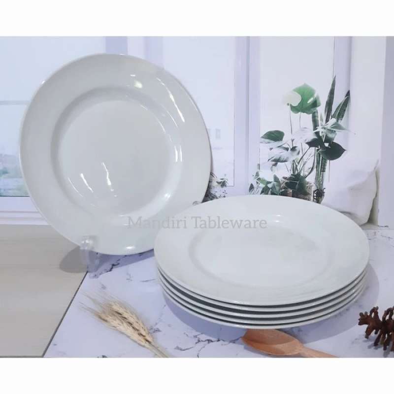 Promo Piring Makan Keramik Ukuran 27 Cm | Putih Polos |Isi: 6 Pcs ...