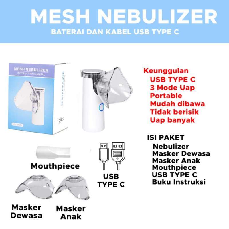 Promo Nebulizer Mesh Portable Alat Uap Pernafasan Anak Dan Dewasa ...