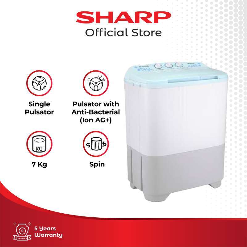 Promo SHARP ES-T80MW PK/HK/BK Mesin Cuci Twin Tub 2 tabung [7 Kg] Diskon 31% di Seller Sharp ...