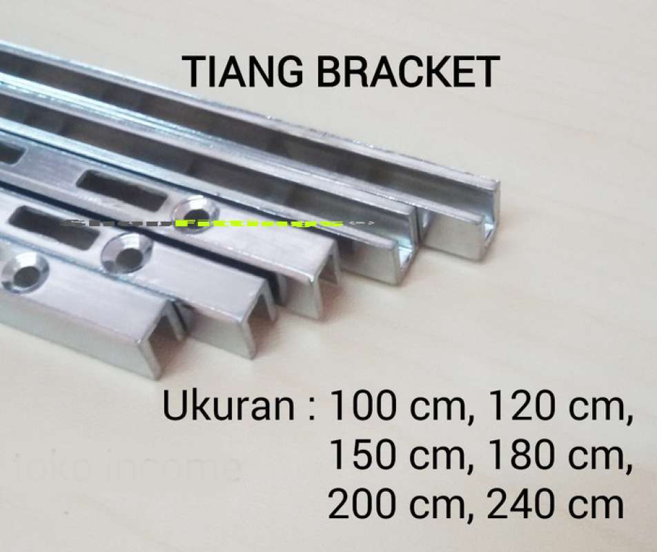 Jual Tiang Braket Rel Besi Ambalan Rak Kaca Kayu Display Rail Slot ...