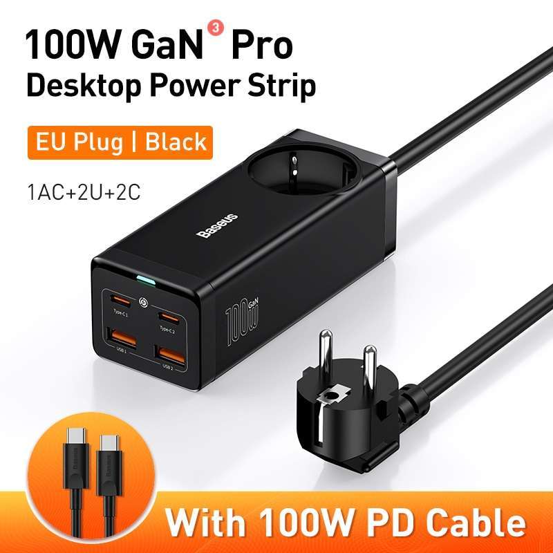 Jual Baseus 100W GaN3 Pro Multi Ports USB Charger Desktop Power Strip ...