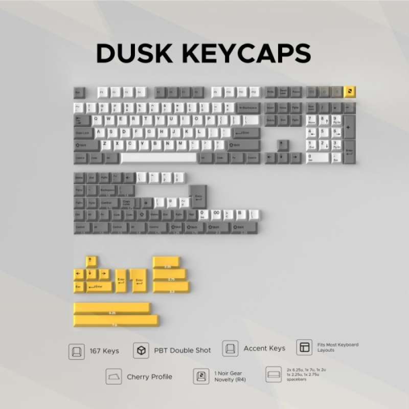 Promo Noir Dusk Keycaps - PBT Doubleshot Cherry Profile Keycap Set ...