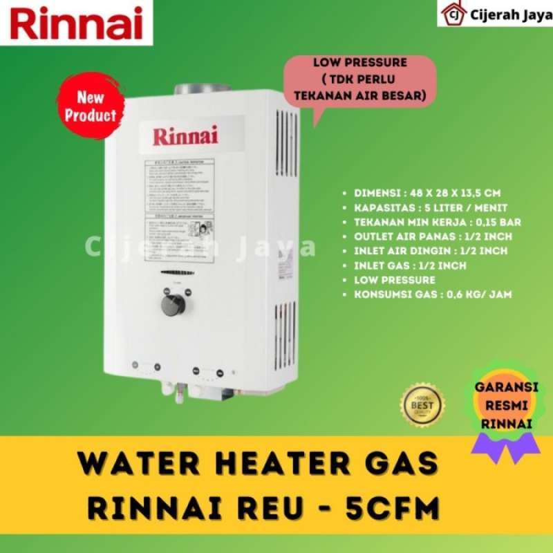 Promo Water Heater Gas Rinnai Reu 5Cfm Extra Low Pressure Reu5Cfm Reu 5 Cfm Diskon 24% di Seller ...