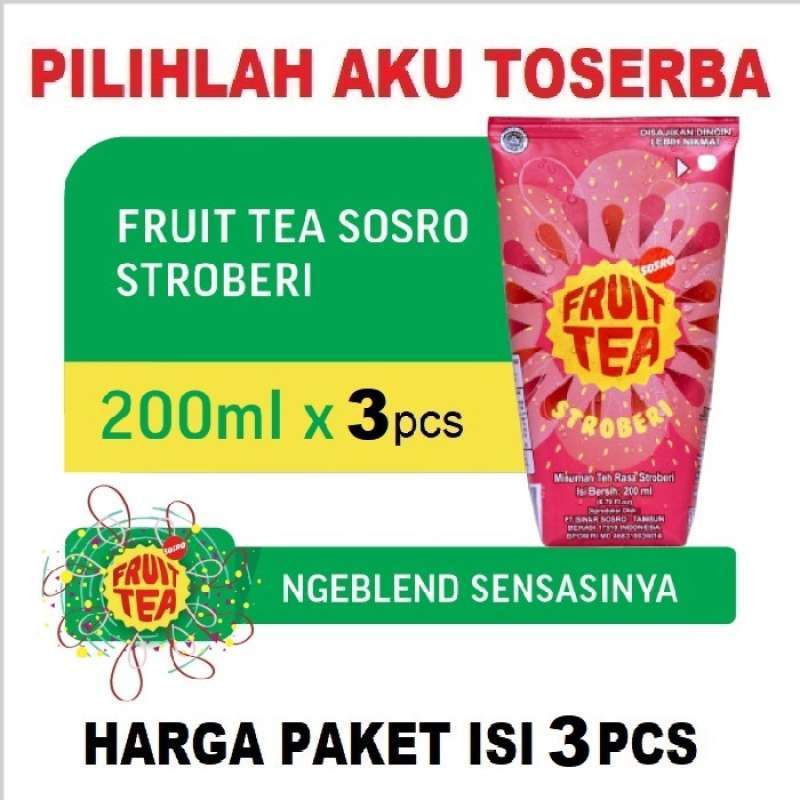 Promo Fruit Tea Sosro STRAWBERRY Genggam 200 ml - ( HARGA 3 pcs ...