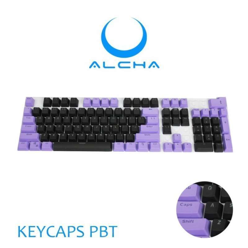 Promo alcha keycaps pbt backlit mechanical keyboard black - purple ...