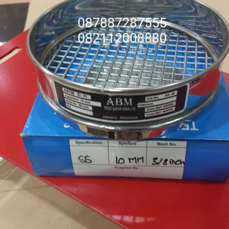 Jual Test Sieve Ayakan Mesh 3/8(10Mm) Diameter 20Cm Atau 8 Inchi Abm di ...