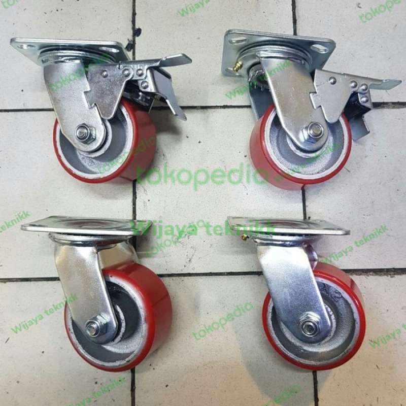 Promo Roda Troli Pu 4 Inch Heavy Duty Roda Gerobak Pu 4 Inchi Kapasitas 1Ton Diskon 23% di ...