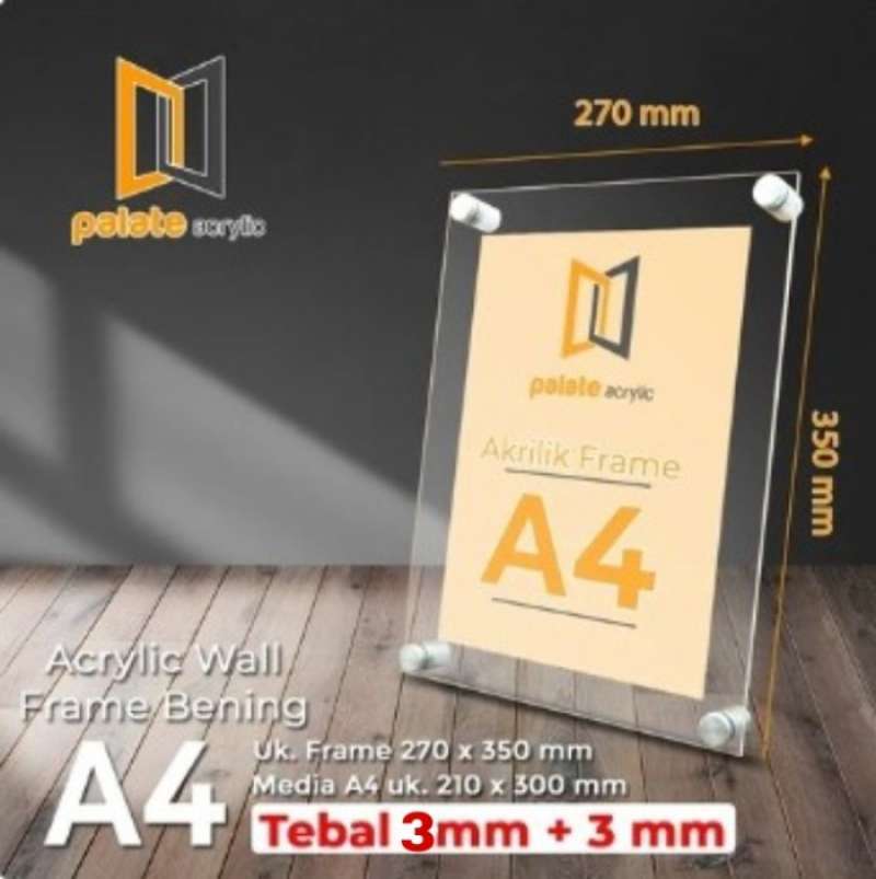 Jual Acrylic/akrilik Frame Poster/wall Display Ukuran A4 3mm+3mm Clear ...