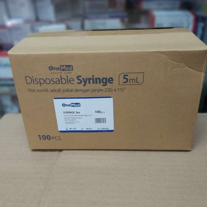 Jual Syringe 5Cc Onemed Disposable With Needle 22G / Spuit 5Cc Onemed ...