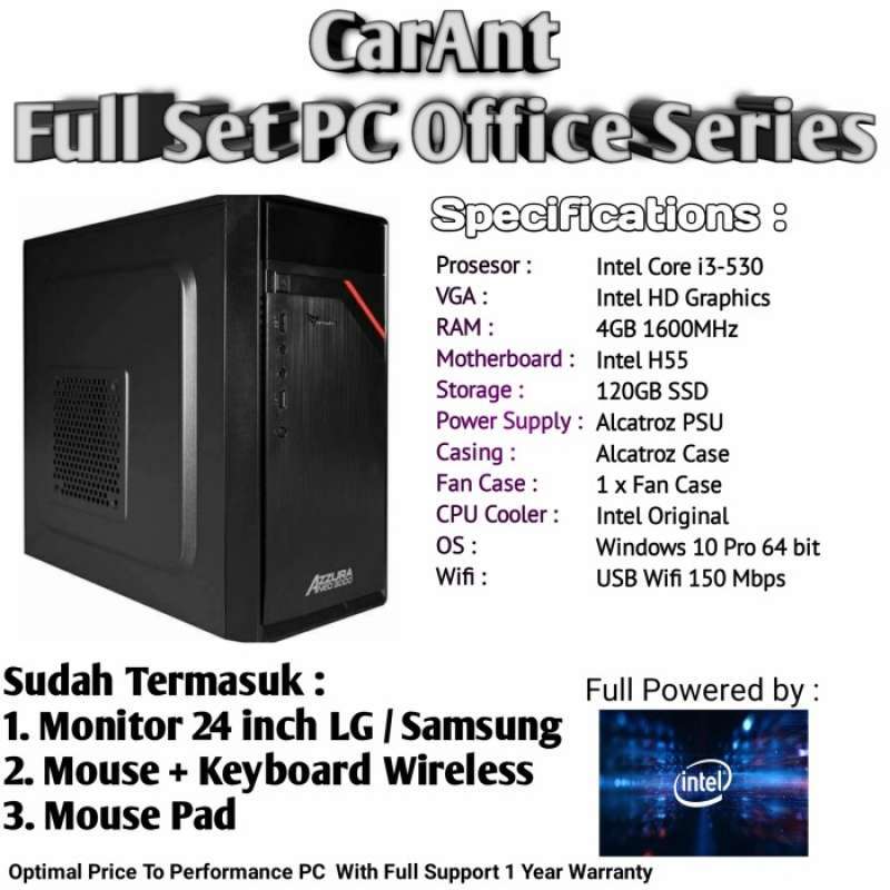 Promo Cpu Pc Rakitan | Full Set Monitor Mouse Keyboard | Core I3 Ssd ...