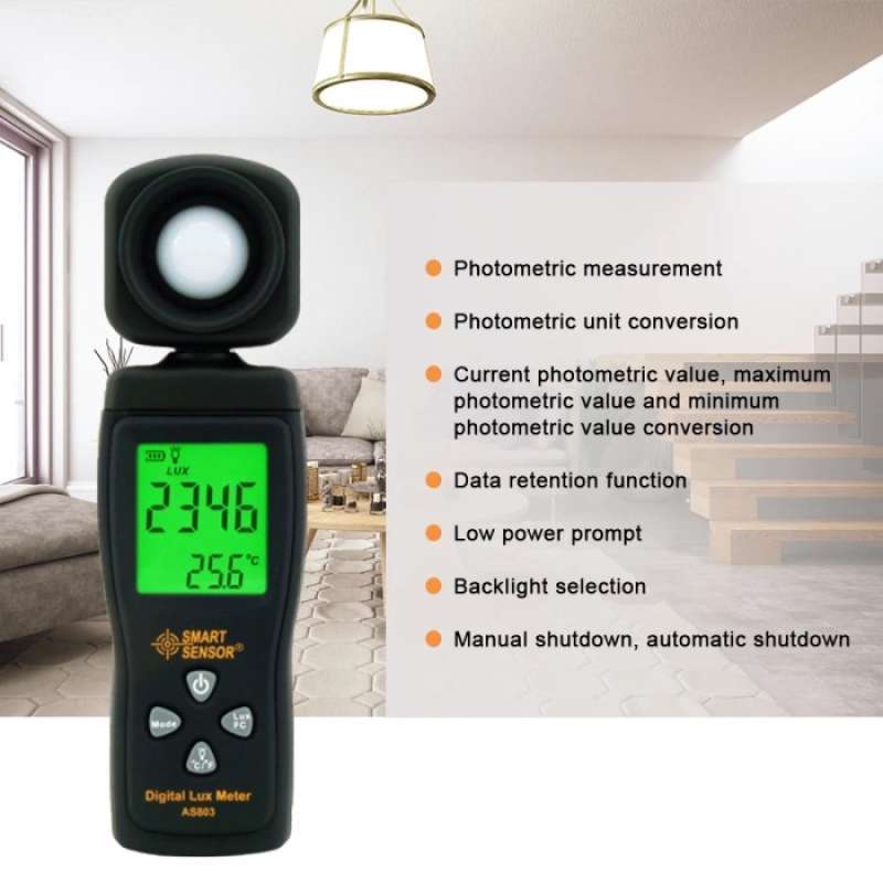 Promo Alat Ukur Intensitas Cahaya Smart Sensor As803 Luxmeter Digital ...