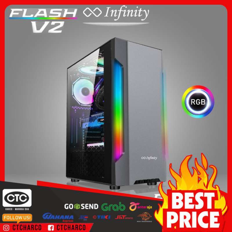 Promo Casing Gaming INFINITY FLASH V2 Tempered Glass - ATX, mATX Gaming ...