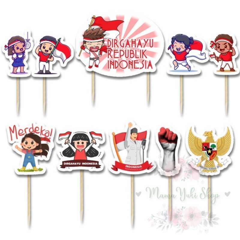 Promo Topper Cake Hiasan Kue Ulang Tahun motif MERDEKA 17 AGUSTUS ...