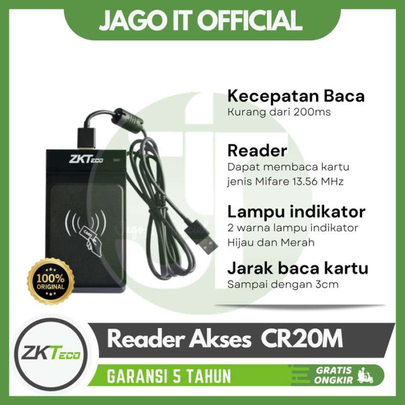 Promo Pembaca RFID USB ZKTeco CR20M USB Card Read Only Mifare 13.56MHz ...