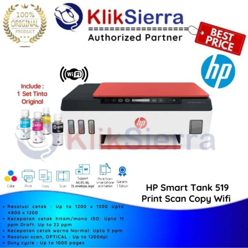 Promo HP Smart Tank 519 Wireless Printer Print Scan Copy Wifi Garansi ...