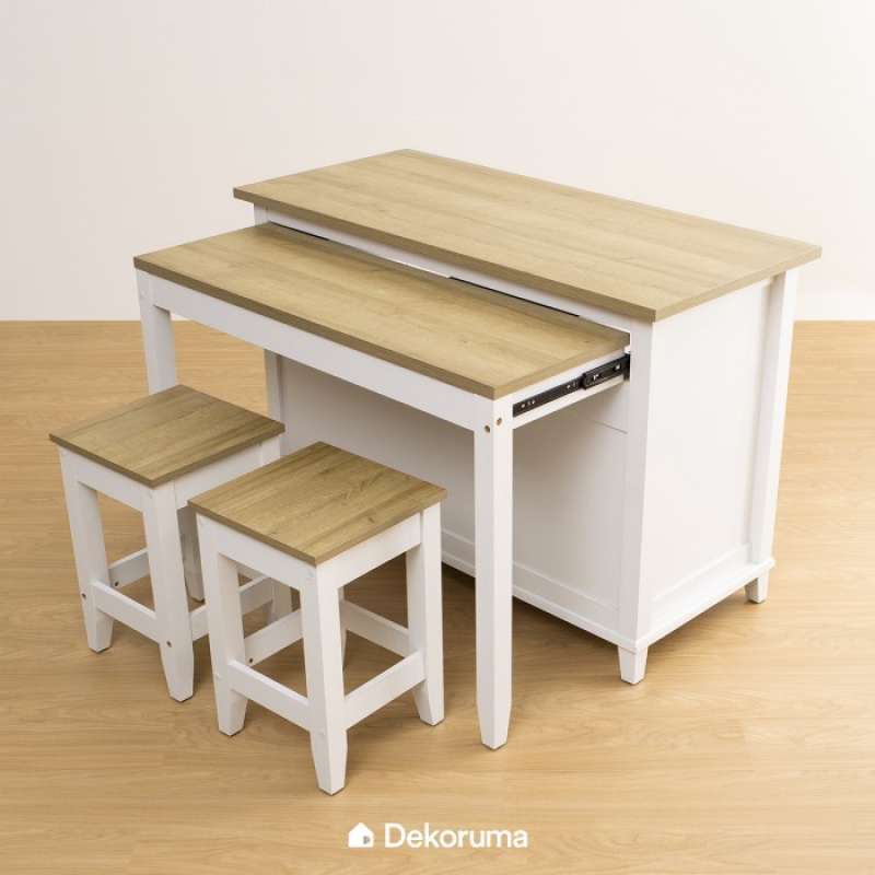 Jual Dekoruma Kanou Meja Makan Kayu Lipat Dengan 2 Stool | Kitchen ...