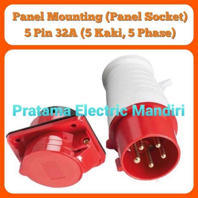 Promo Plug & Panel Mounting Socket 5 Pole 5 Pin 5P 32A Male Female ...