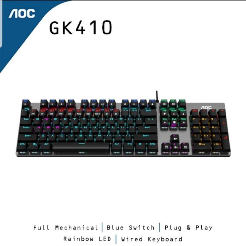 Promo AOC GK410 104 Keys Mechanical Gaming Keyboard Rainbow LED Blue ...