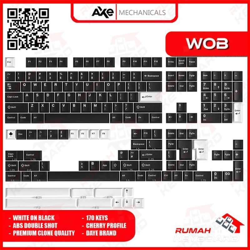 Promo KEYCAP - KEYCAPS - CHERRY PROFILE - WHITE ON BLACK - ABS - DOUBLE ...