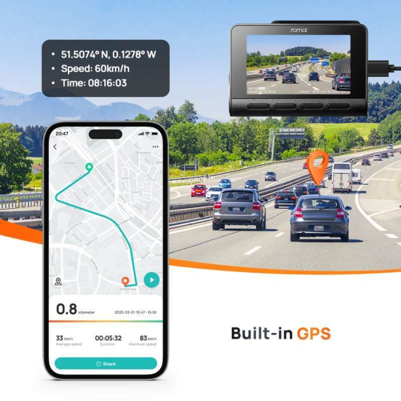 Promo 70mai A810 4k Dashcam Gps Adas Smart Dash Camera Cam Mobil ...