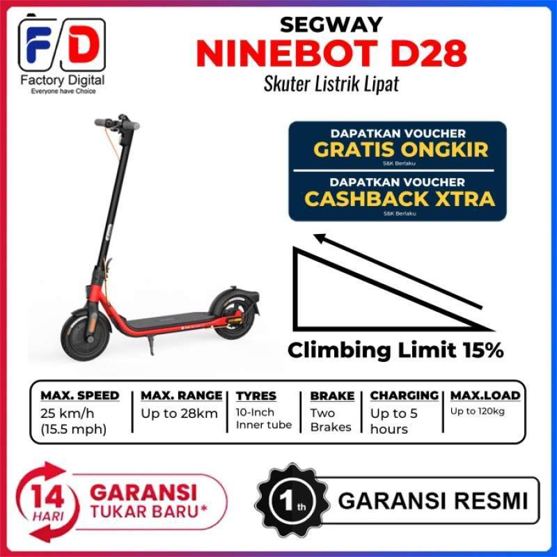 Promo Segway Ninebot D28 Kickscooter Skuter Listrik Lipat Scooter ...