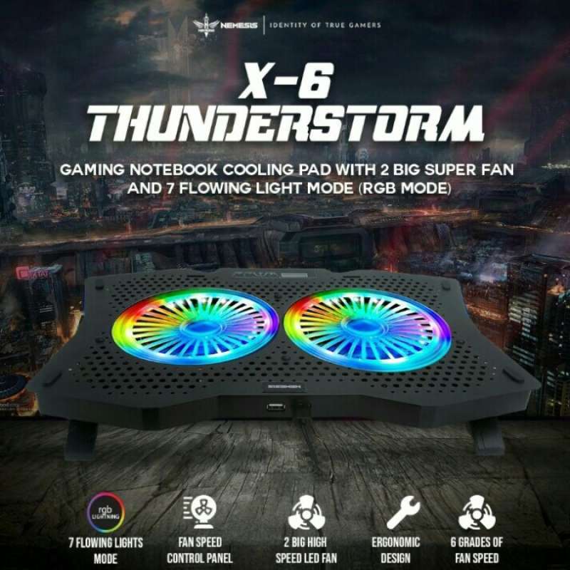 Promo NYK NEMSIS X6 / X 6 THUNDERSTORM Gaming Cooling pad with RGB ...