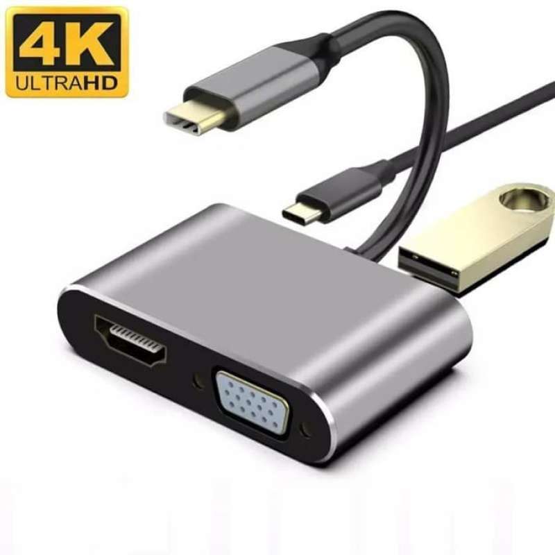Promo Converter Usb Type C To Hub Pd Usb 3 0 Hdmi Vga 4 In 1 Adapter Diskon 23 Di Seller