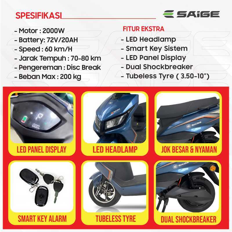 Promo Saige City Rider Motor Listrik Mopit Selis 72v 20ah Garansi Resmi ...
