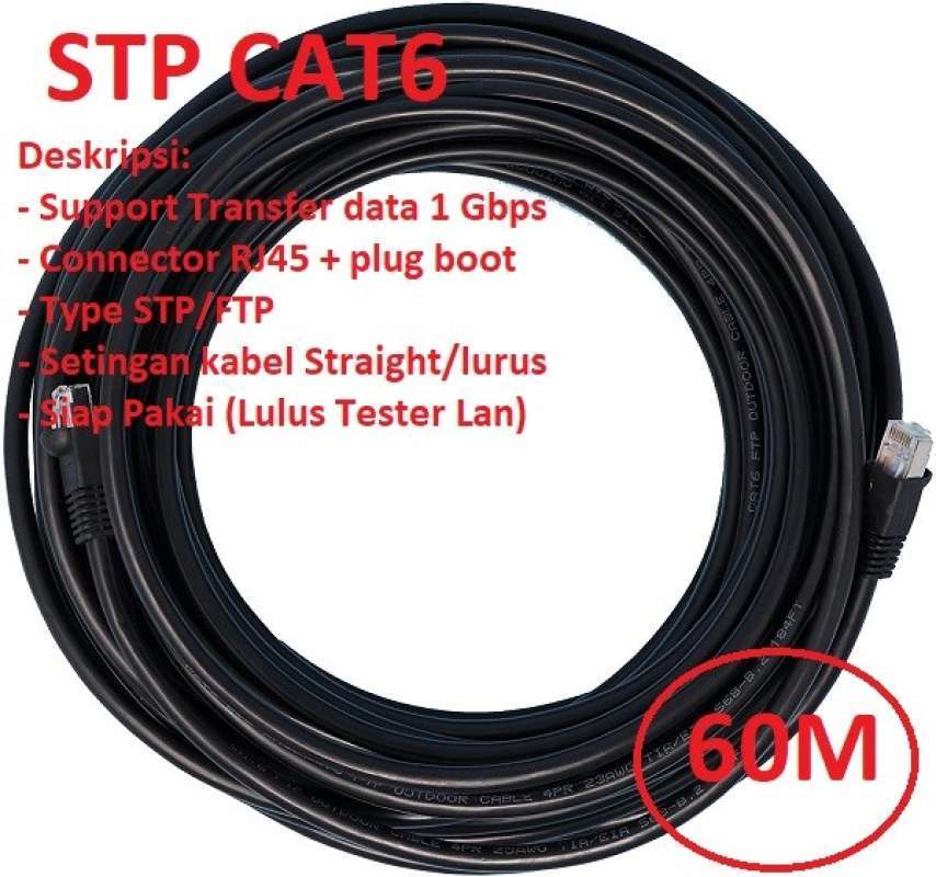 Promo Kabel Lan Outdoor Stp Cat6 60m Lan Ftp 60 Meter Siap Pakai Diskon ...