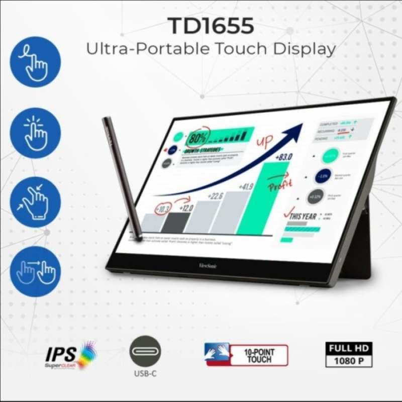 Jual Monitor Portable Monitor 16 Viewsonic Td1655 Touchscreen Ips Usb C ...
