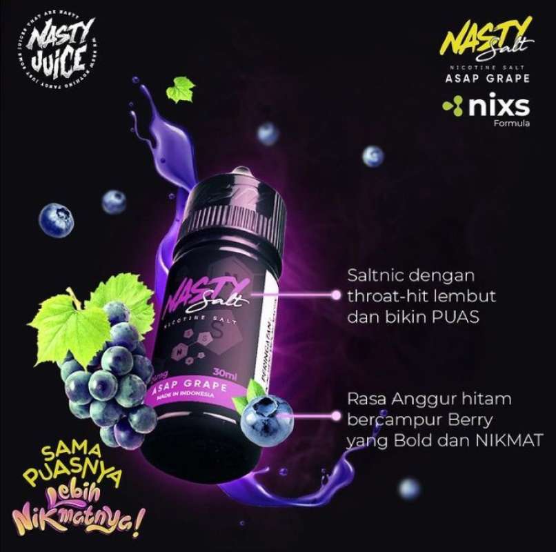 Promo Nasty Juice Asap Grape Salt Nic 30ML / Nasty Salt - Authentic Liquid - 35MG 30ML Diskon 23 ...