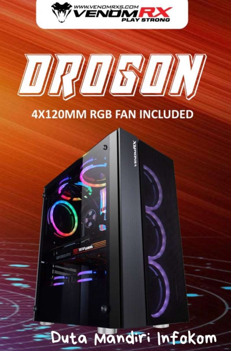 Promo Venomrx Drogon - Tempered Glass Atx Gaming Case Diskon 23% di ...