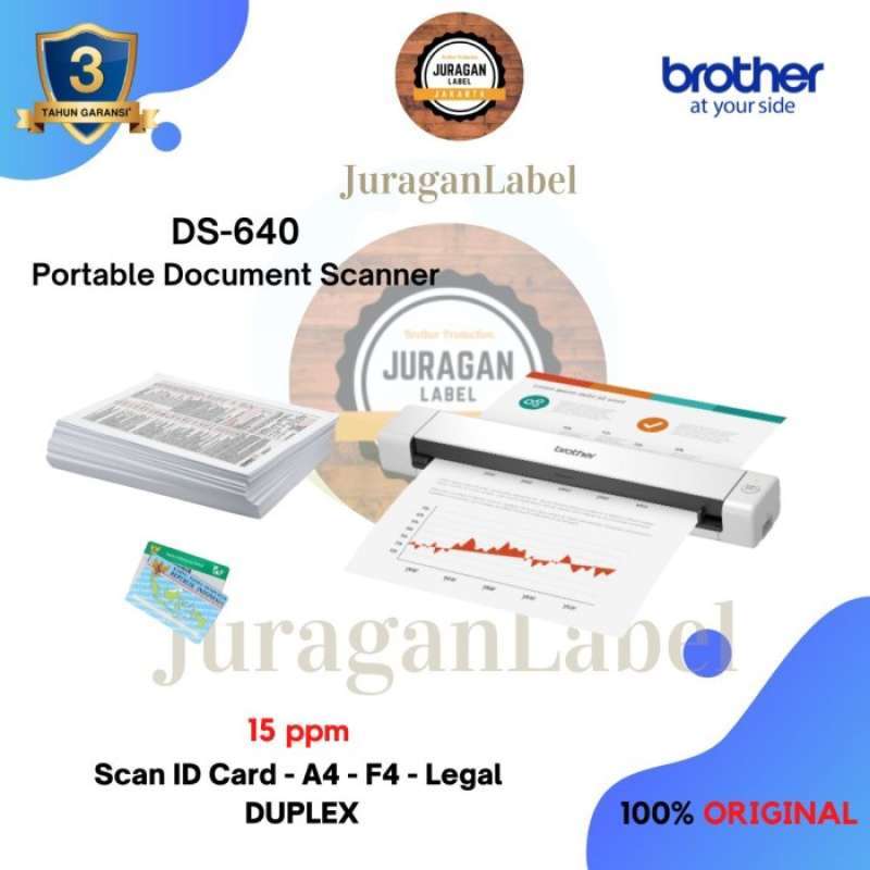 Promo BROTHER DS-640 Compact Mobile Document Scanner Portable ID Card ...