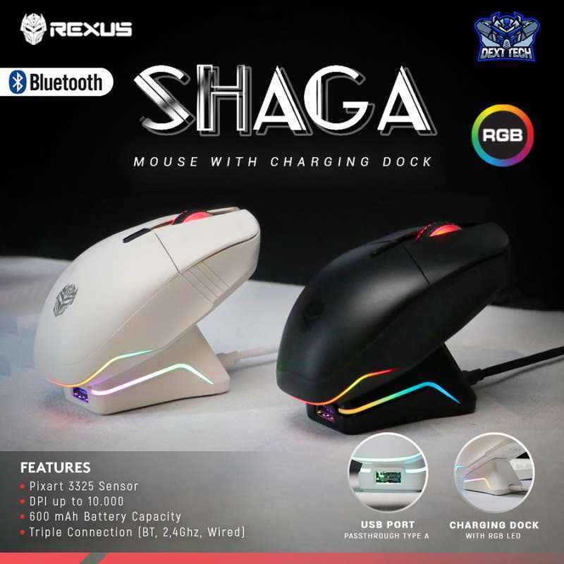 Jual Rexus Shaga Rx130 / Rx-130 Wireless Gaming Mouse With Charging ...