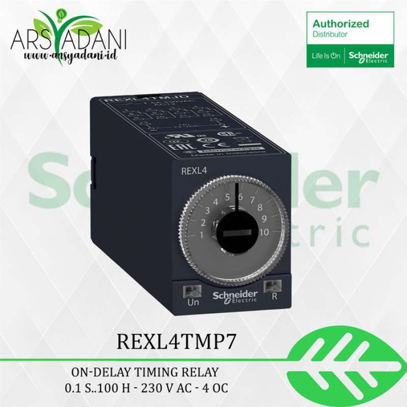 Jual REXL4TMP7 - On-delay timing relay - 0.1 s..100 h - 230 V AC - 4 OC ...