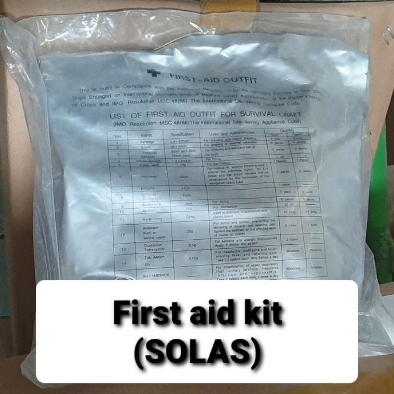 Jual First Aid Kit Solas Lifeboat Liferaft Bag Plastic P3k Impa 330246 ...