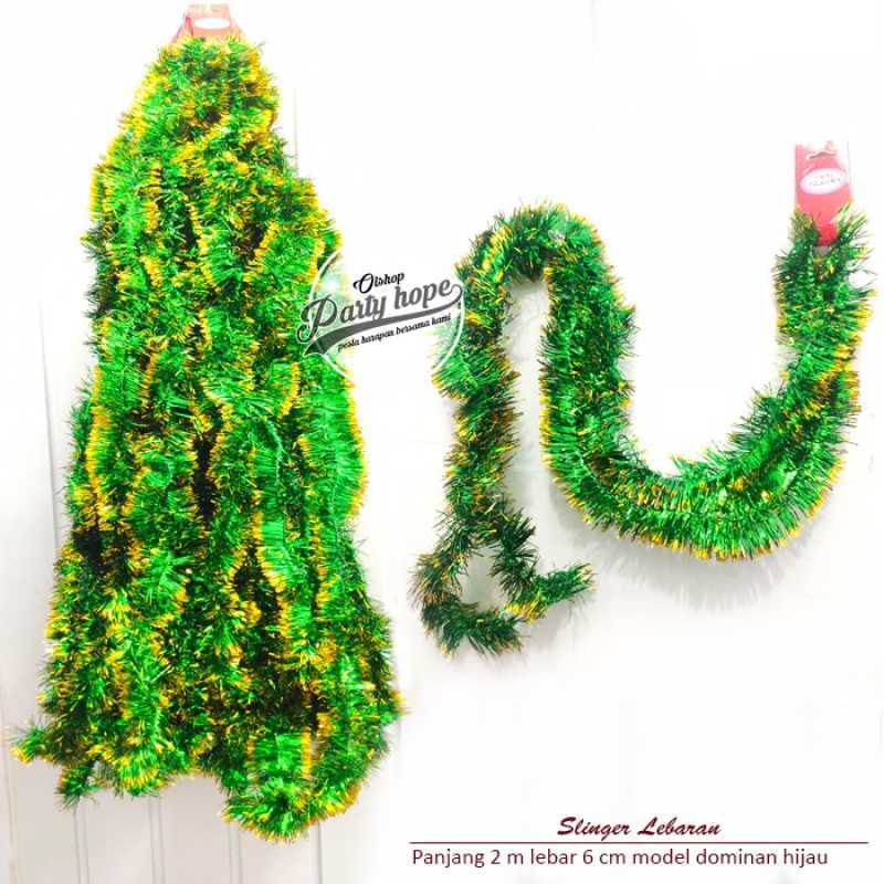 Jual slinger hijau lis gold / slinger lebaran / slinger idul firti ...